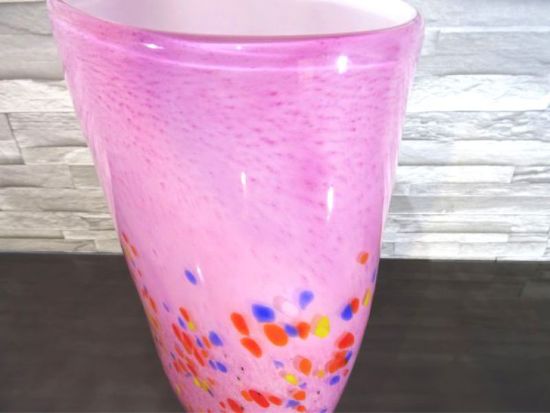 Glasvase in rosa/ VASO in Vetro ovale - cultcontor24.de